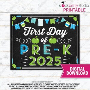 Boy First Day of Pre-k Sign First Day of School Sign Pre K Printable ...