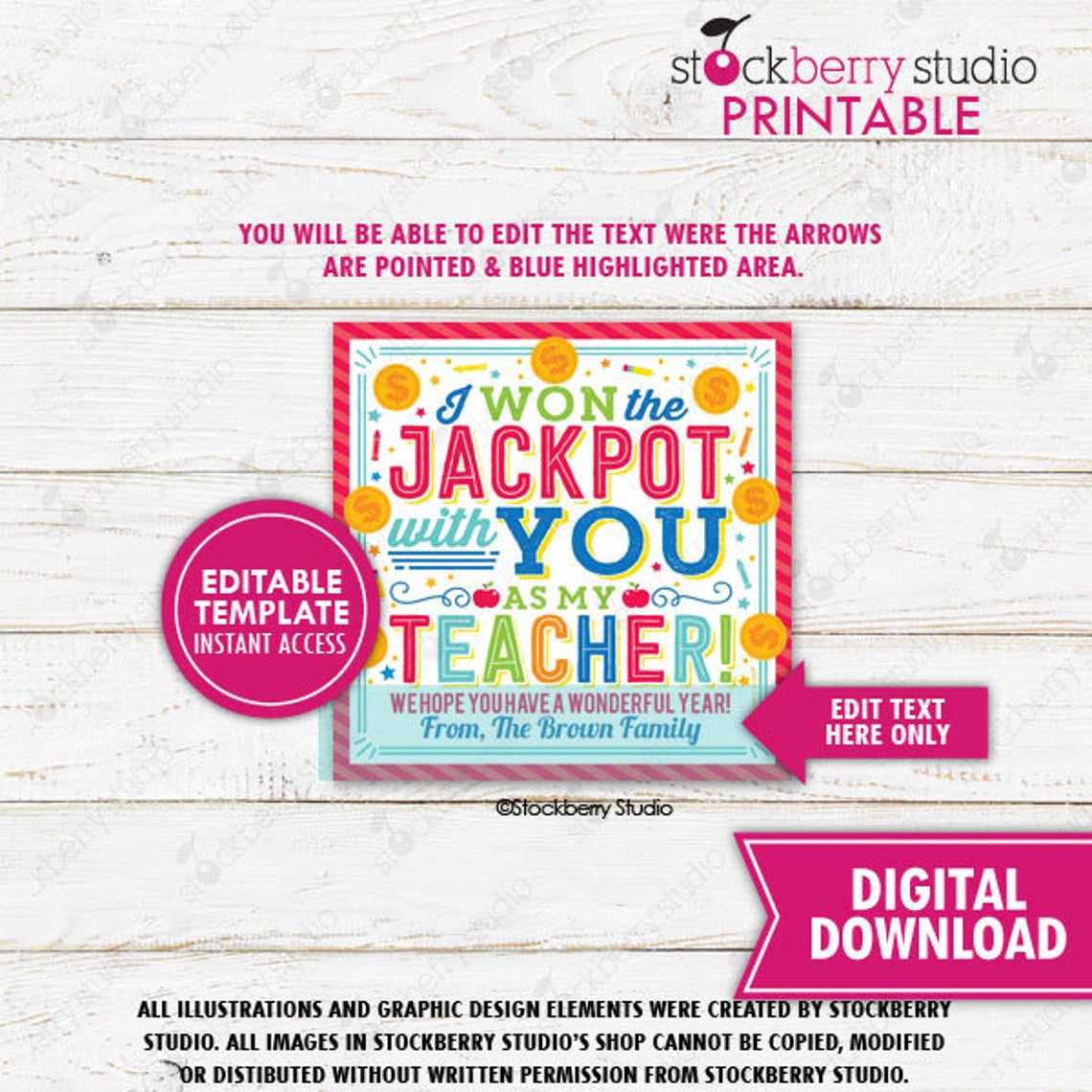Lottery Gift Tag I Won the Jackpot With You as My Teacher - Etsy Canada