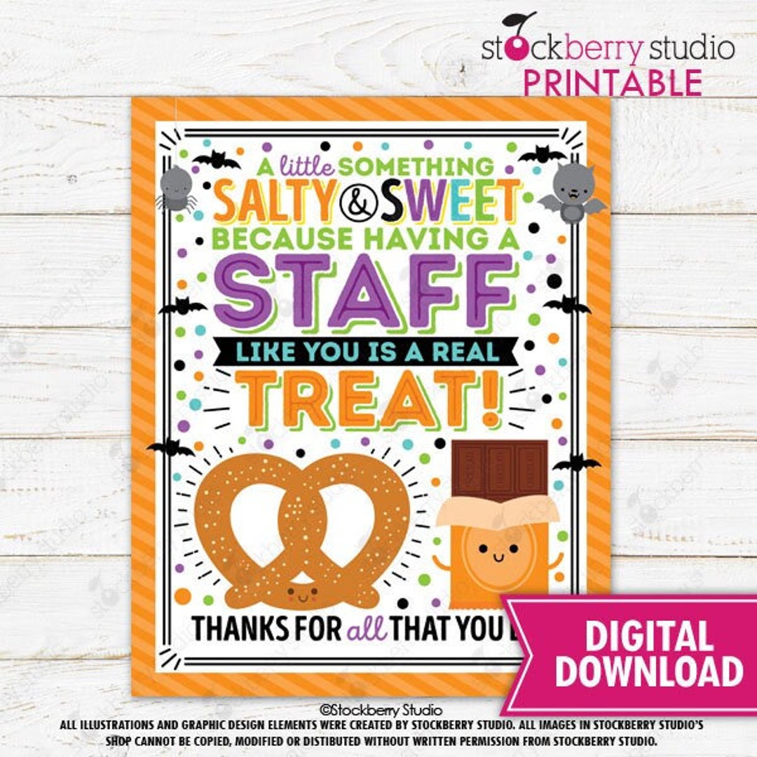 Halloween Pretzel Chocolate Thank You Sign Salty Sweet Treat Staff ...