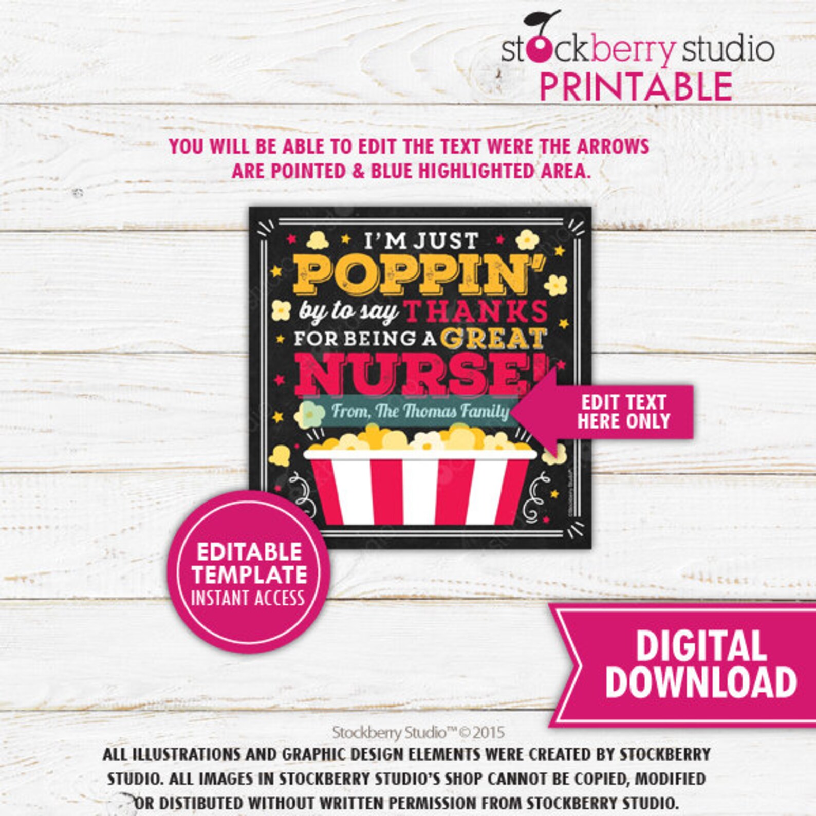 Nurse Popcorn Gift Tag Printable Nurse Appreciation Tags | Etsy