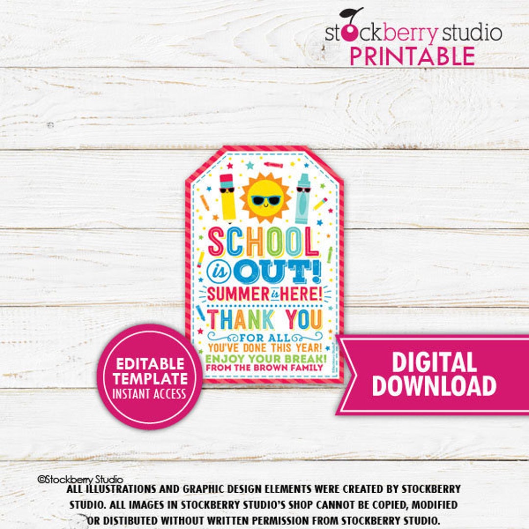 Summer Teacher Gift Tag School is Out Tag Summer is Here Teacher ...