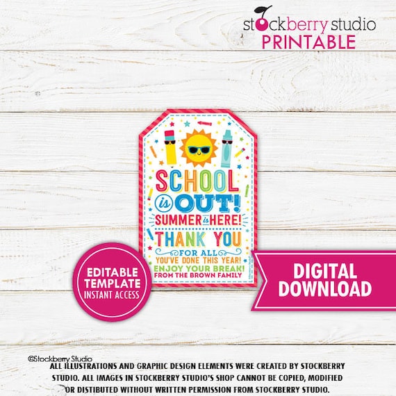 Summer Teacher Gift Tag School is Out Tag Summer is Here - Etsy