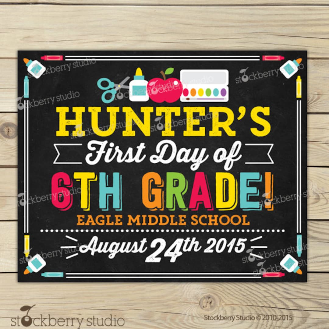 First Day of 6th Grade Sign Printable 1st Day of Sixth Grade First Day ...