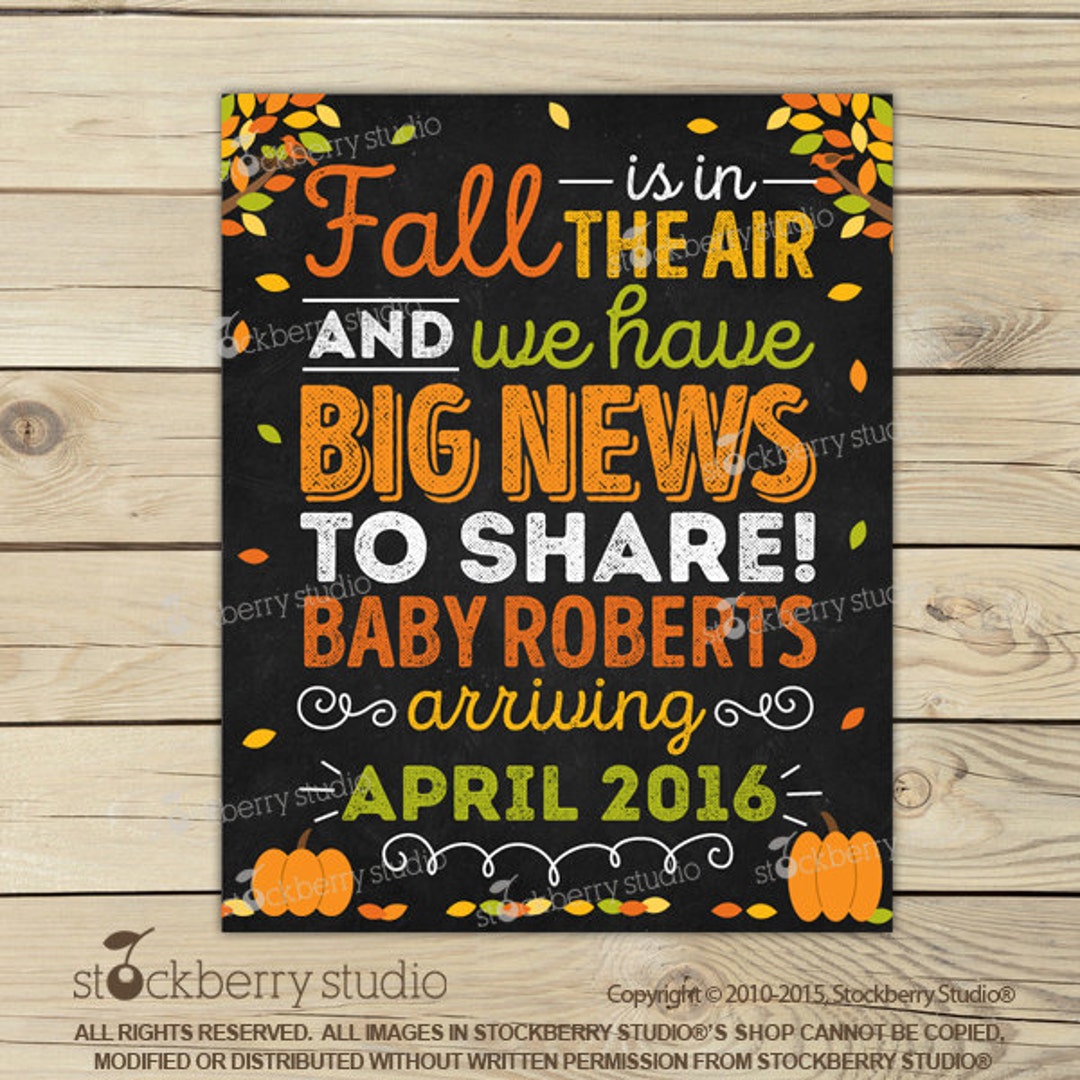 Fall Pregnancy Announcement Sign Printable Fall Baby Announcement ...