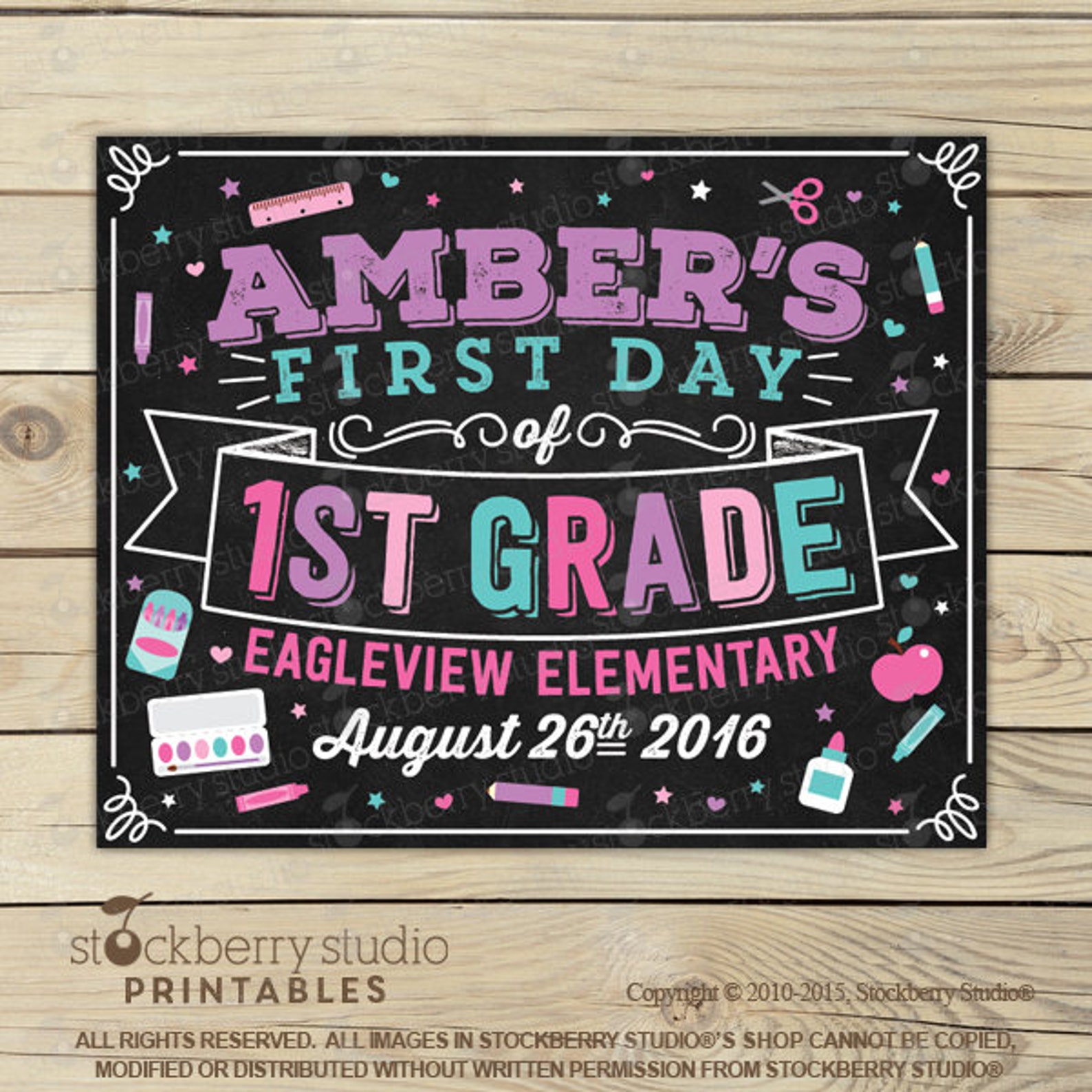 First Day of 5th Grade Sign Printable Girl 1st Day of 5th - Etsy