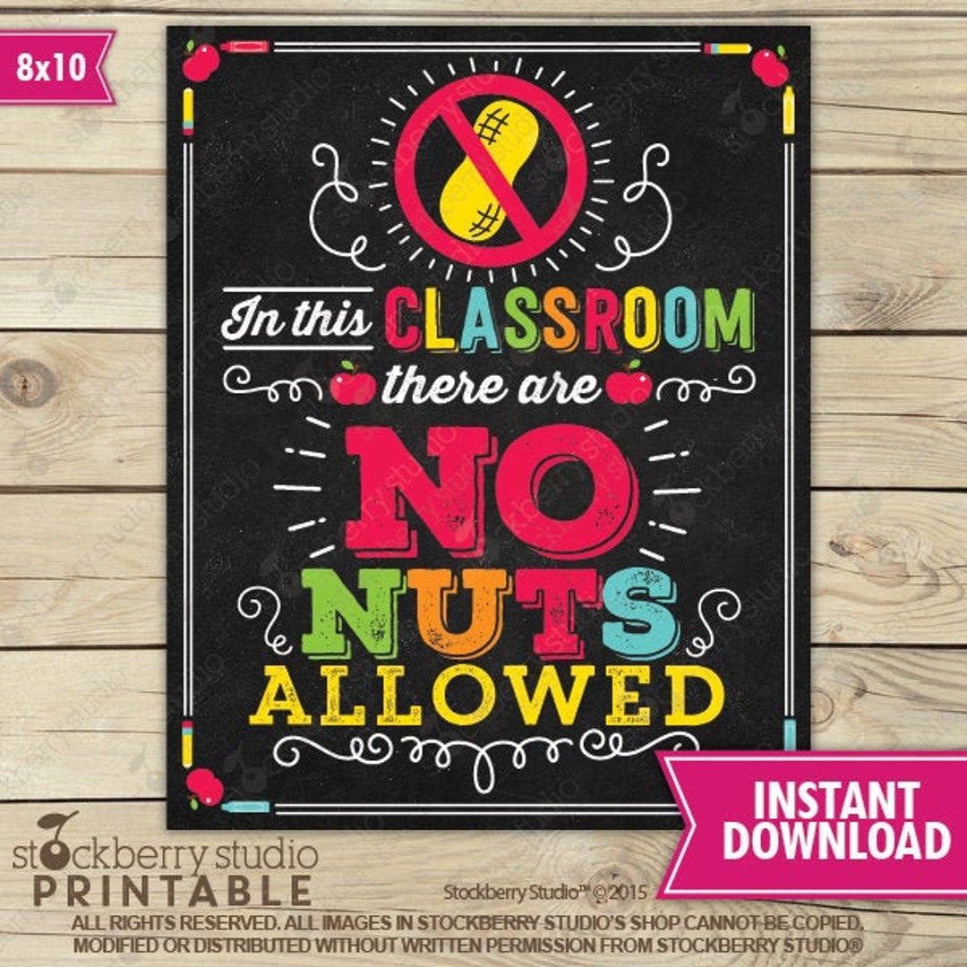 No Nuts Allowed School Poster - Classroom Decor- No Peanuts Sign ...