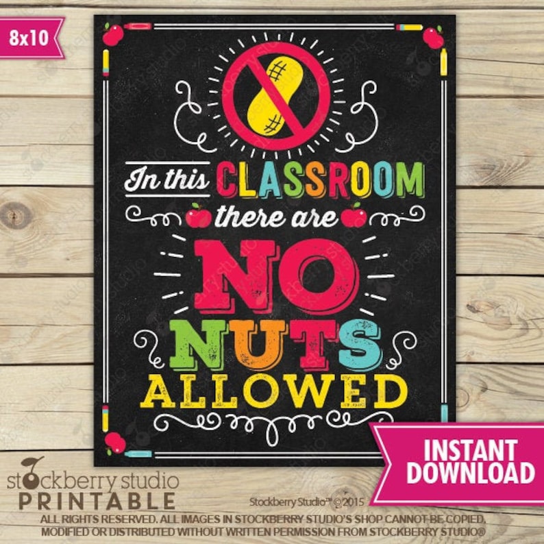 No Nuts Allowed School Poster Classroom Decor No Peanuts - Etsy