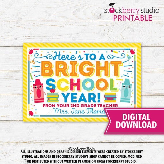 Teacher Postcard for Students Printable Bright School Year - Etsy