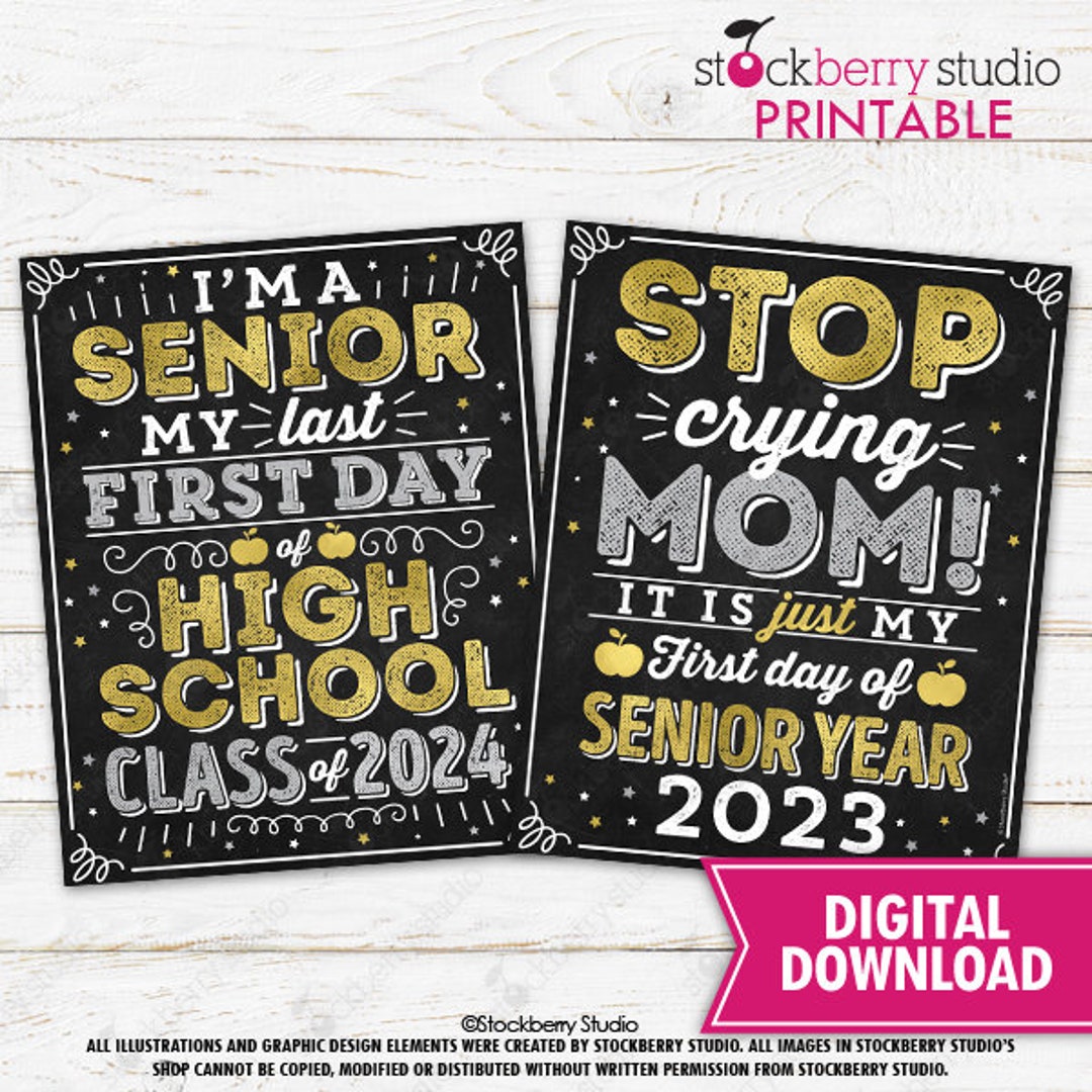 First Day of Senior Year Sign Printable First Day of 12th - Etsy