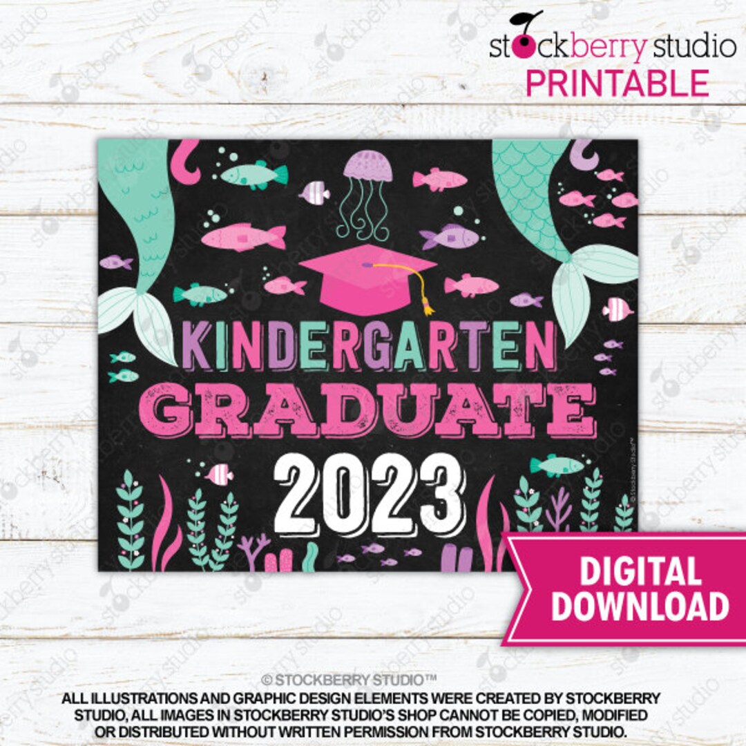 Mermaid Kindergarten Graduation Sign Printable Last Day of - Etsy