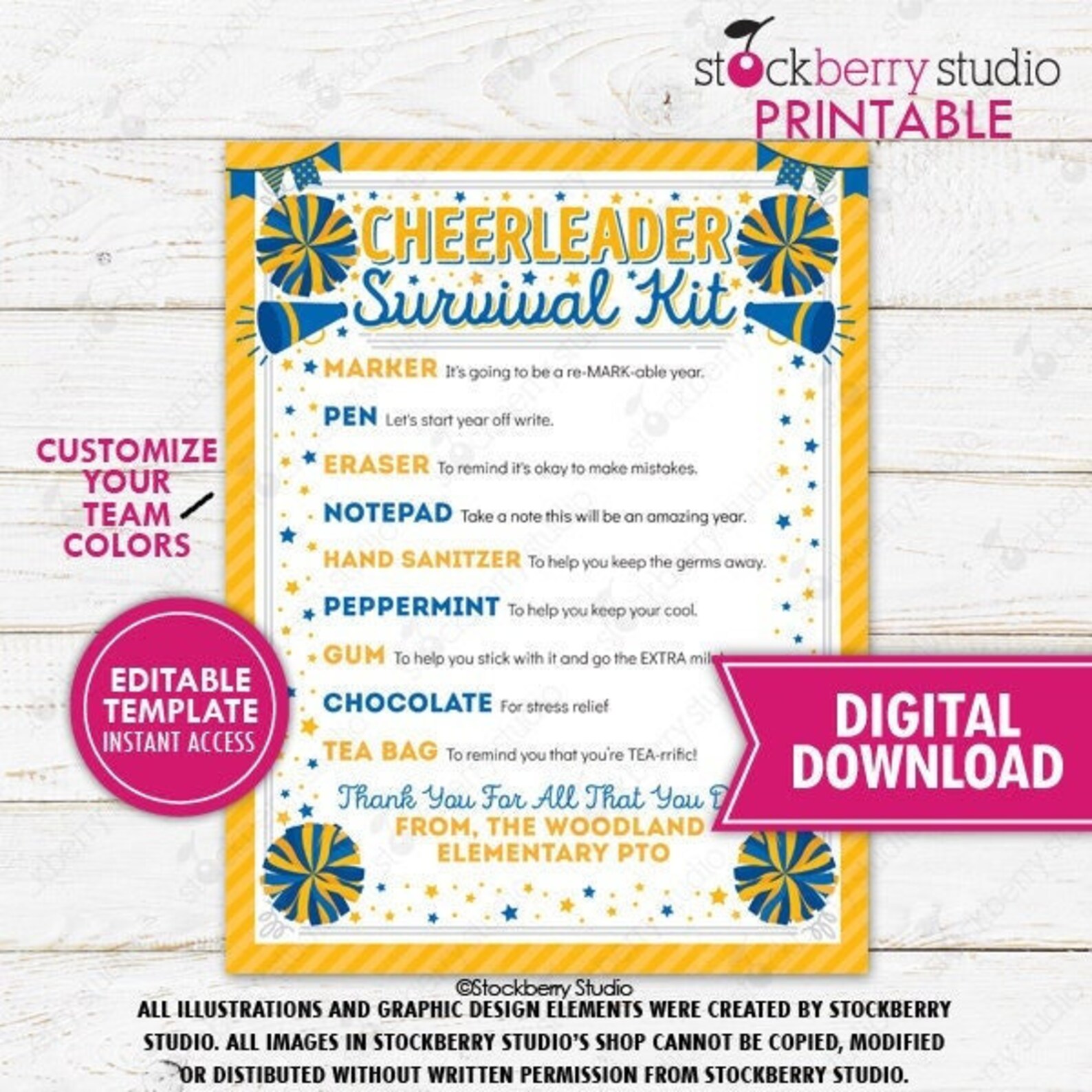 Cheerleader Survival Kit Printable Cheer Team Gift Kids School - Etsy