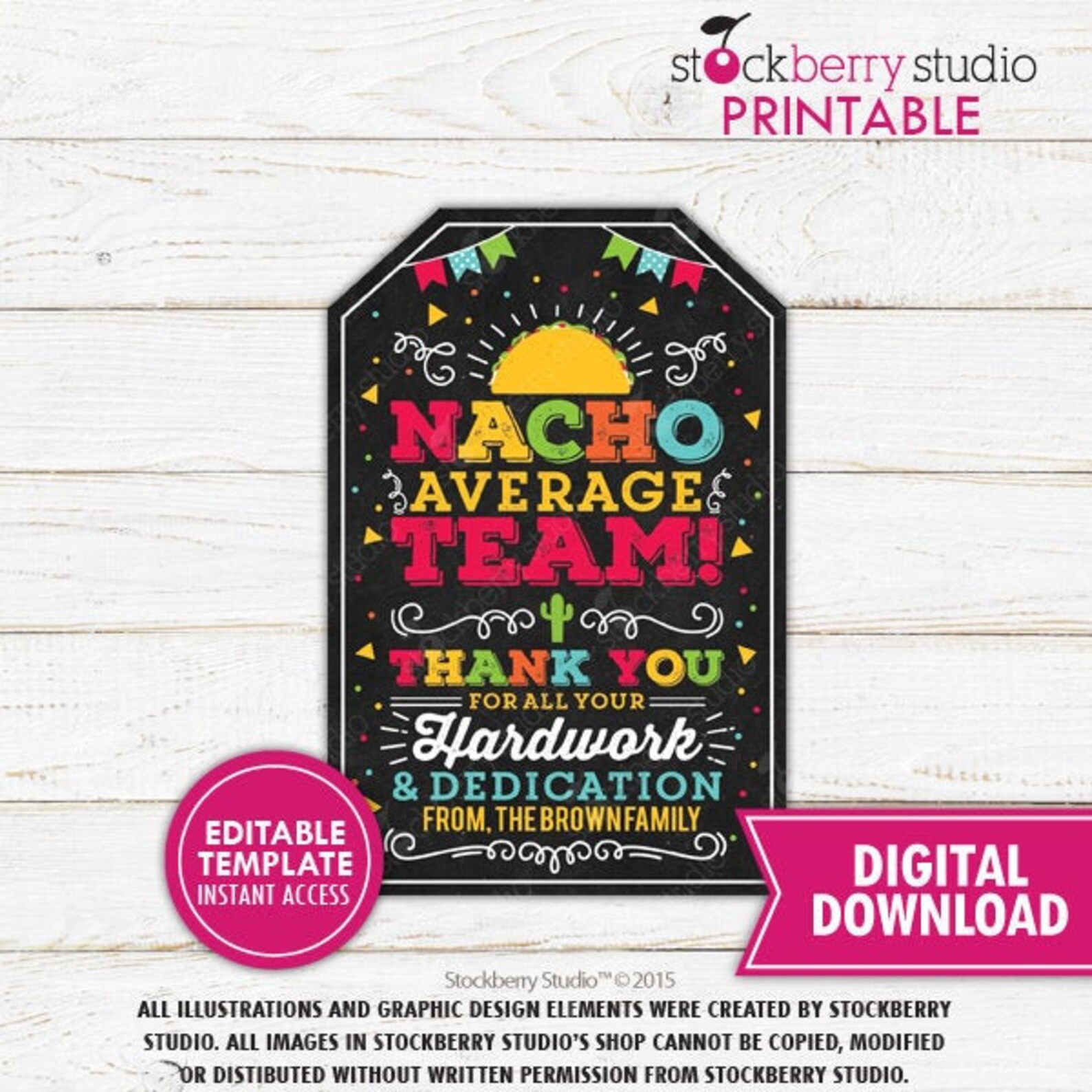 Nacho Average Team Thank You Tags Printable Mexican Themed - Etsy