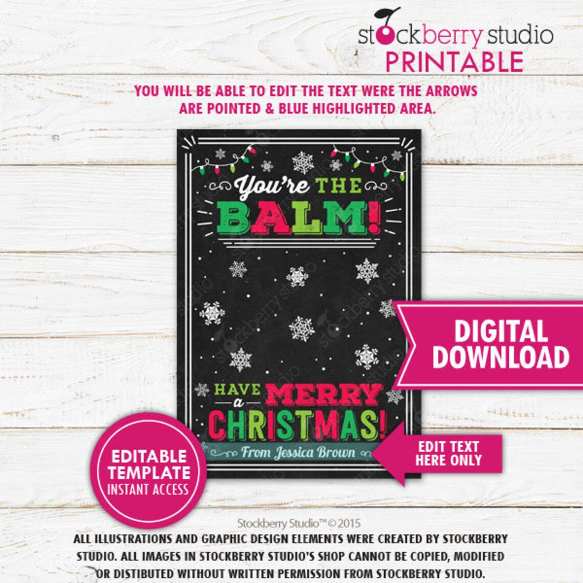 Christmas Lip Balm Tags Printable Christmas You're the - Etsy