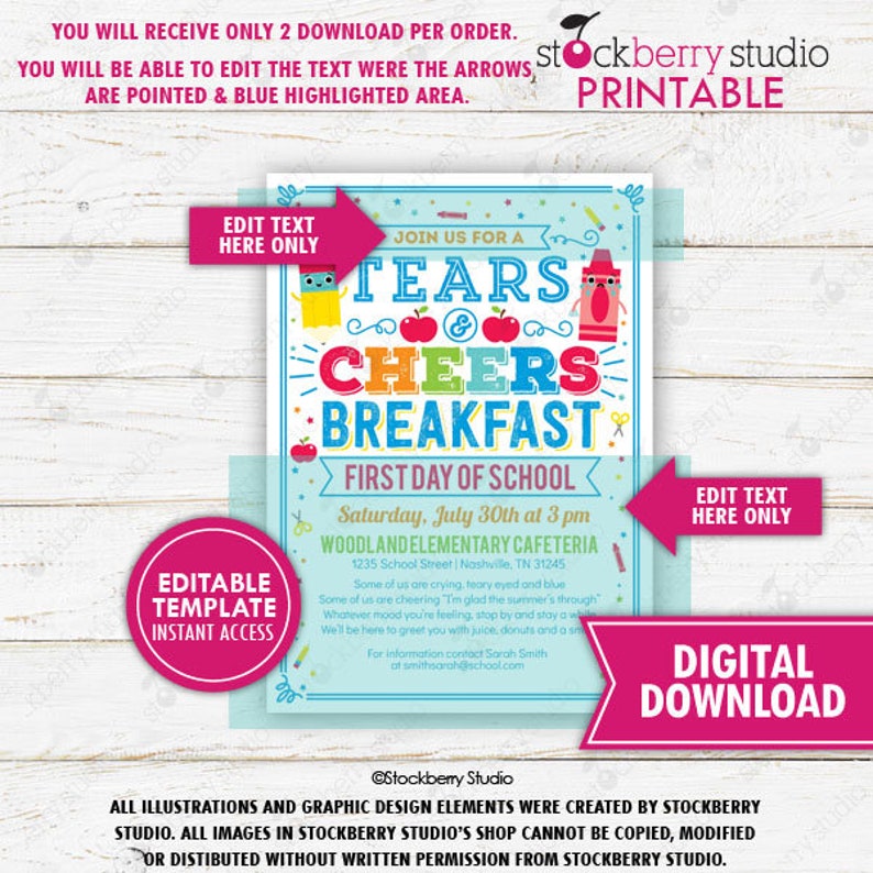 Tears and Cheers Back to School Breakfast Flyer PTO PTA School - Etsy