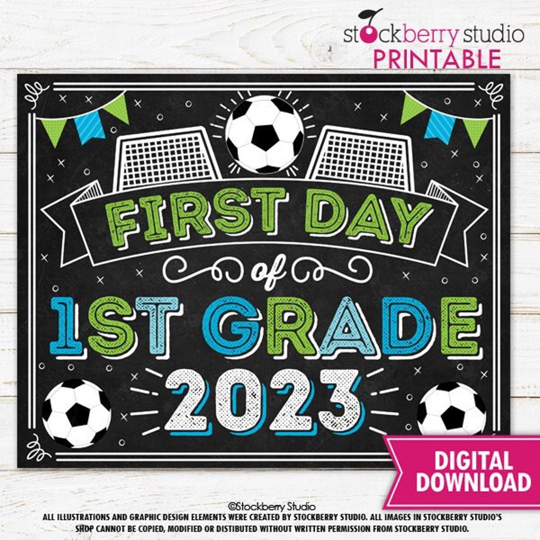 Soccer First Day of 1st Grade Sign Boy 1st Day of School - Etsy