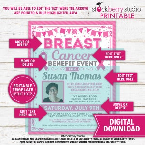 Breast Cancer Benefit Fundraiser Flyer Printable Pink Church Benefit ...