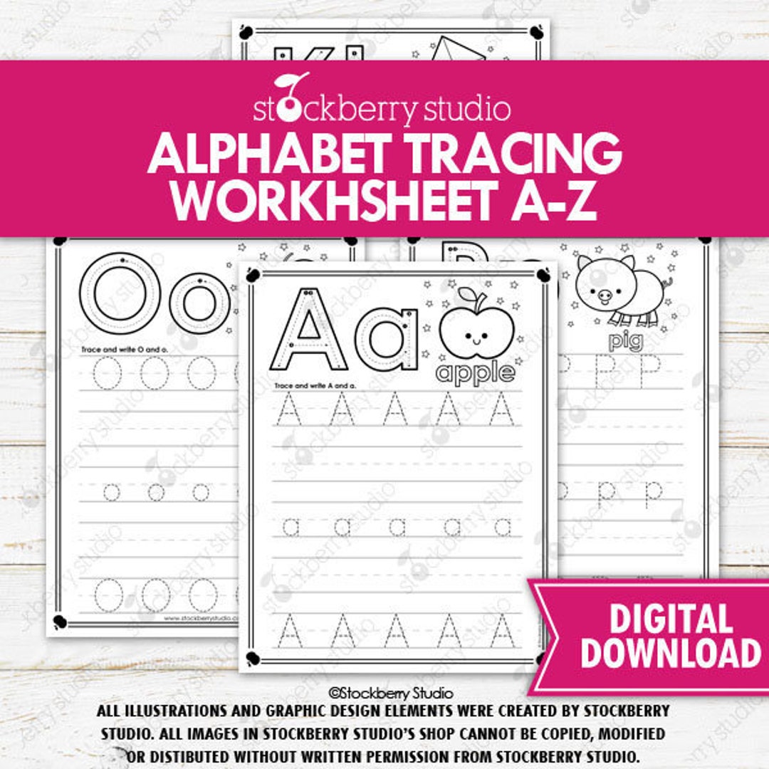 Alphabet Tracing Worksheets Printable Phonics Literacy ABC Tracing ...