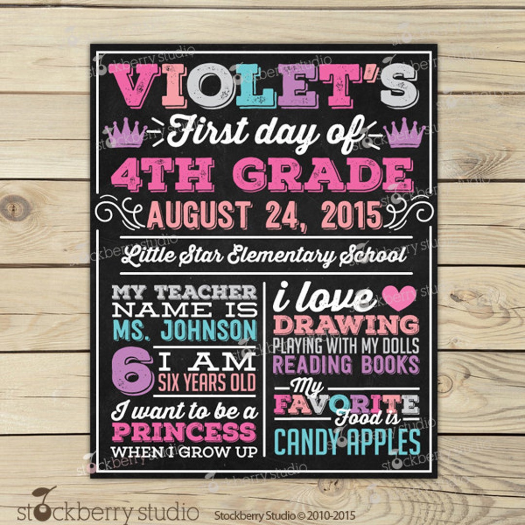 Girl 1st Day of School Sign - Last Day of School Chalkboard First Day ...
