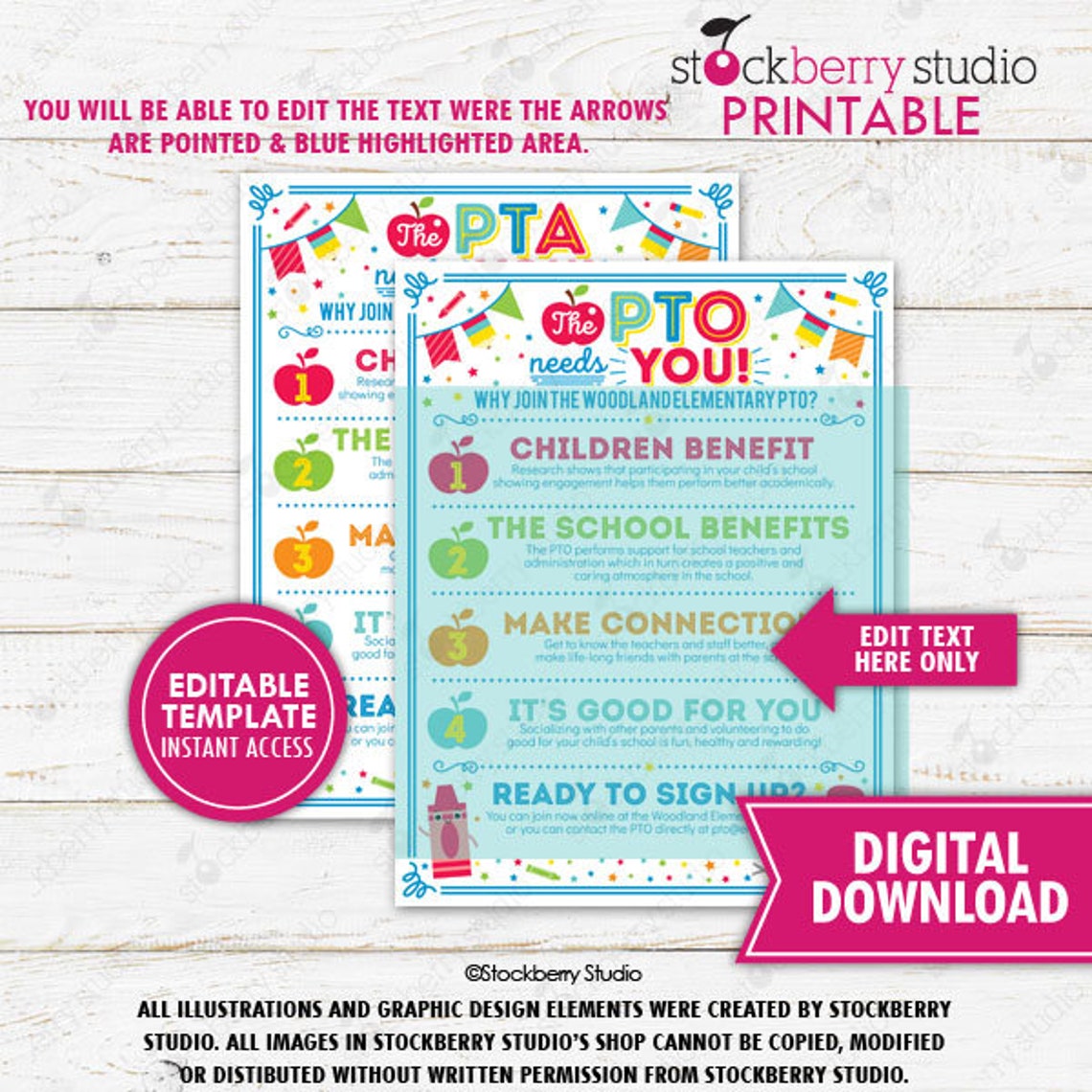 PTO PTA Recruitment Flyer School Fundraiser Event Volunteer PTA ...