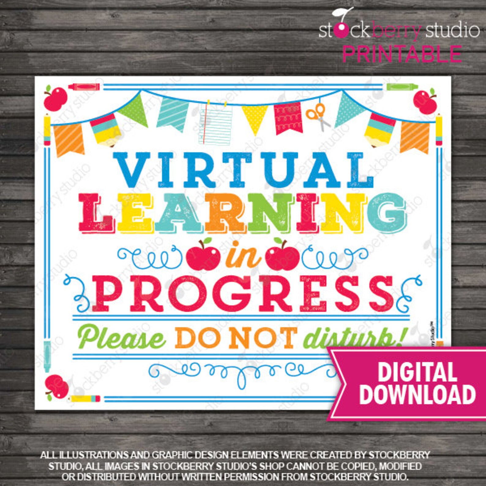 Virtual Learning in Progress Sign Homeschool Virtual Classroom | Etsy