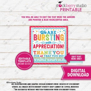 Appreciation Gift Tags Star Gift Candy Tag Bursting With Appreciation ...