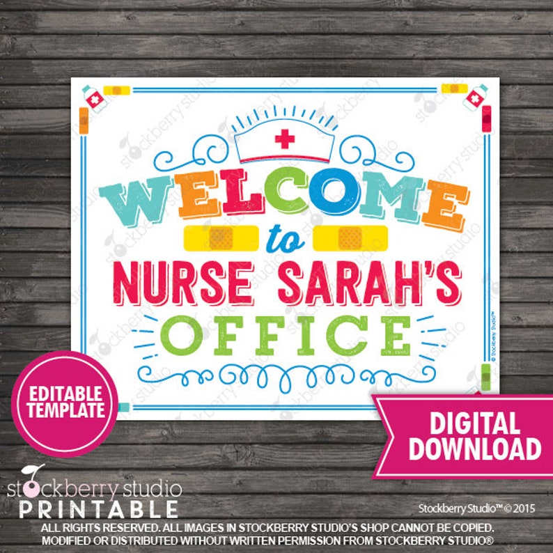 School Nurse Door Sign Printable Personalized Nurse Sign - Etsy