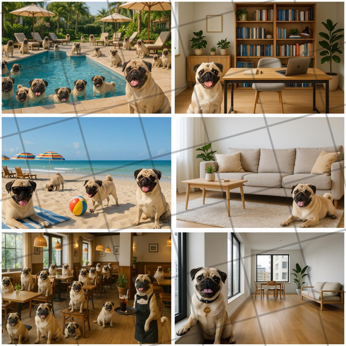 Funny Pug Zoom Backgrounds | Zoom Backgrounds | PNG 16:9 | Compatible ...