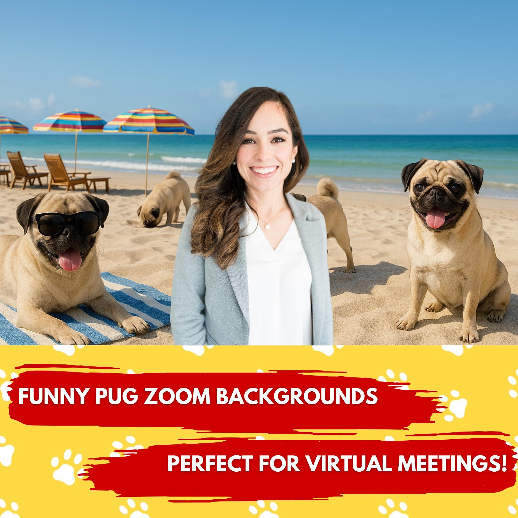 Funny Pug Zoom Backgrounds | Zoom Backgrounds | PNG 16:9 | Compatible ...