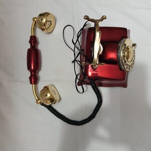 Vintage Style Red & Gold Rotary Dial Telephone – Retro Home Decor ...