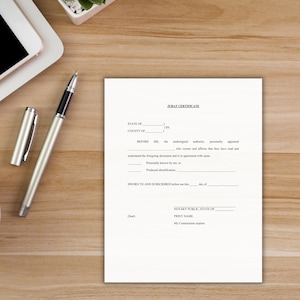 Editable Notary Jurat Form | Printable Jurat Certificate Template | PDF ...
