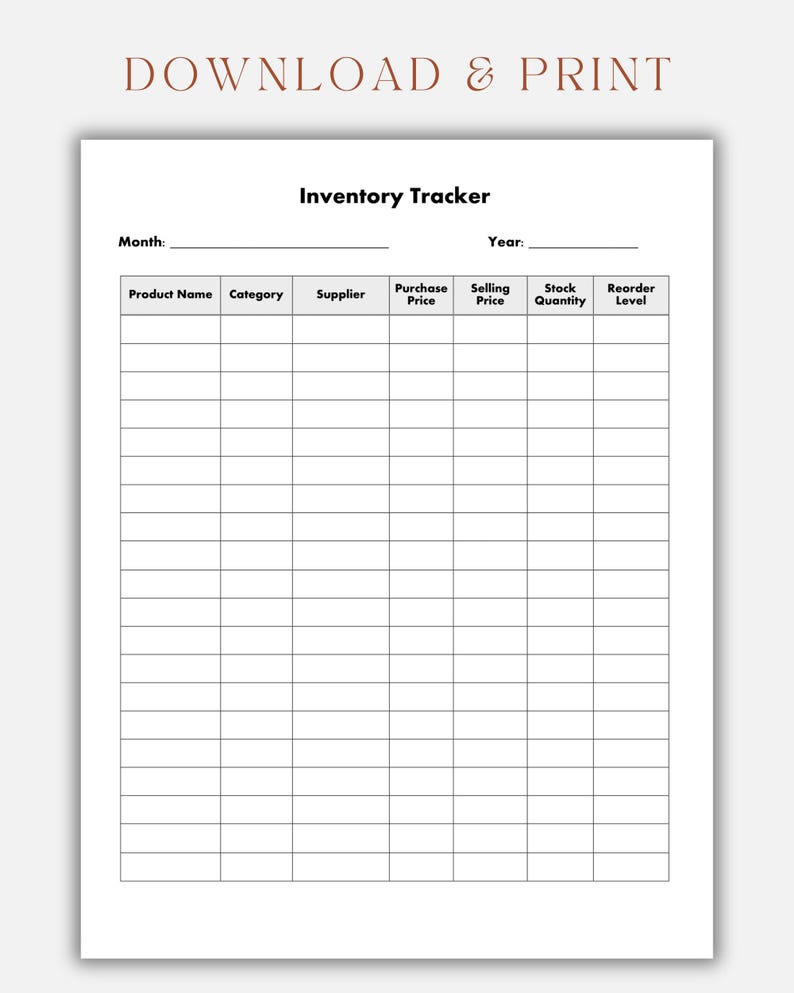 Editable Inventory Tracker Template, Small Business Inventory ...