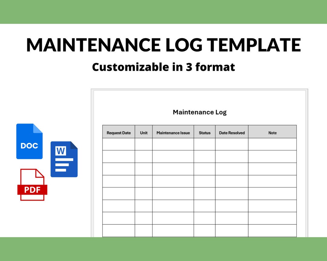 Maintenance Log | Tenant Maintenance Tracker | Printable Property ...