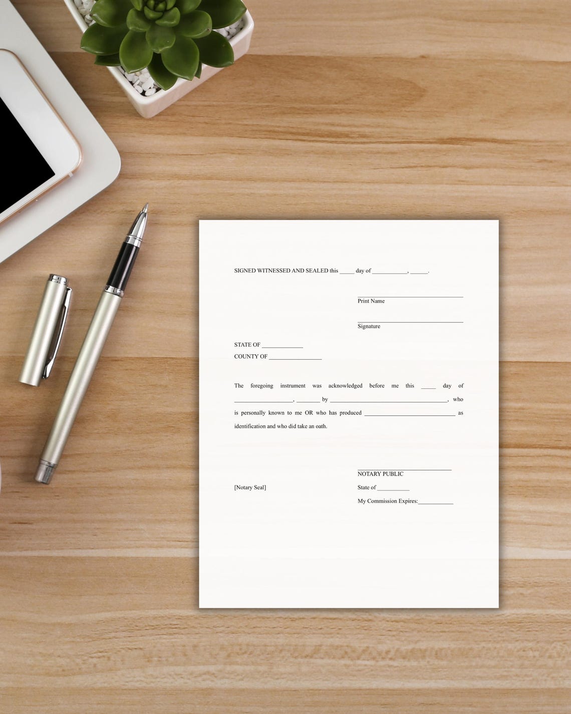 Editable Notary Acknowledgment Form | Printable Notary Certificate ...