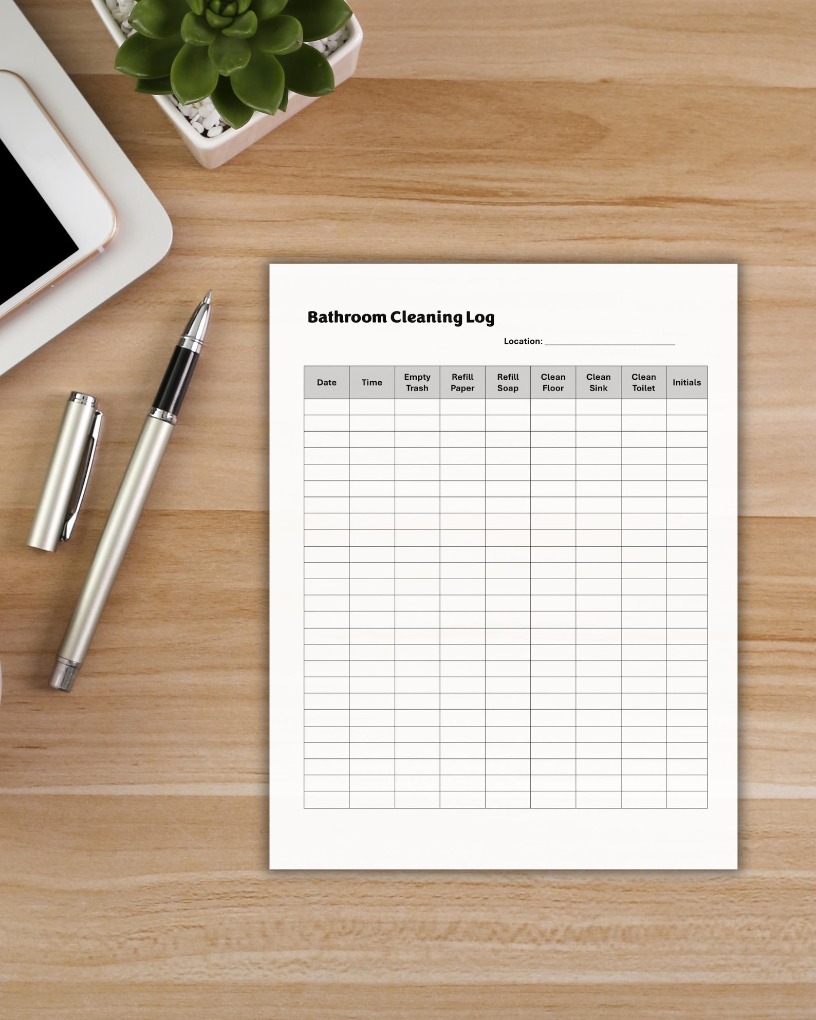 Editable Bathroom Cleaning Log Template, Printable Restroom Cleaning ...