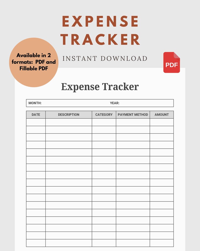 Expense Tracker Printable PDF: Finance Tracker Template - Etsy