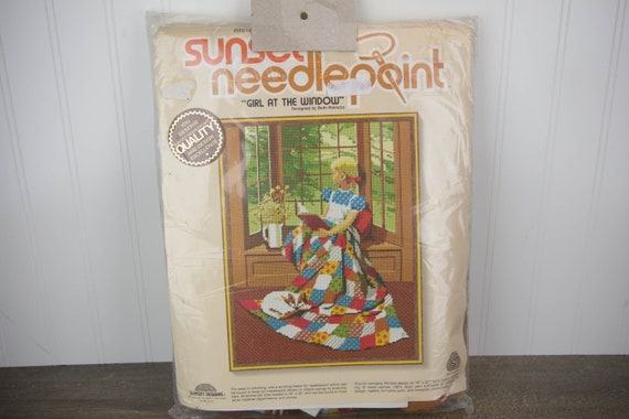 Vintage Girl at the Window Sunset Needlepoint Kit Designed by - Etsy