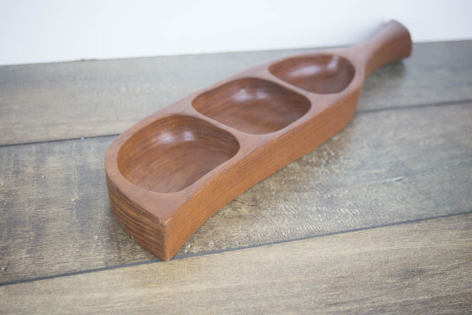 Mid Century Modern Wooden Divided Tray Leaf Shaped | Etsy