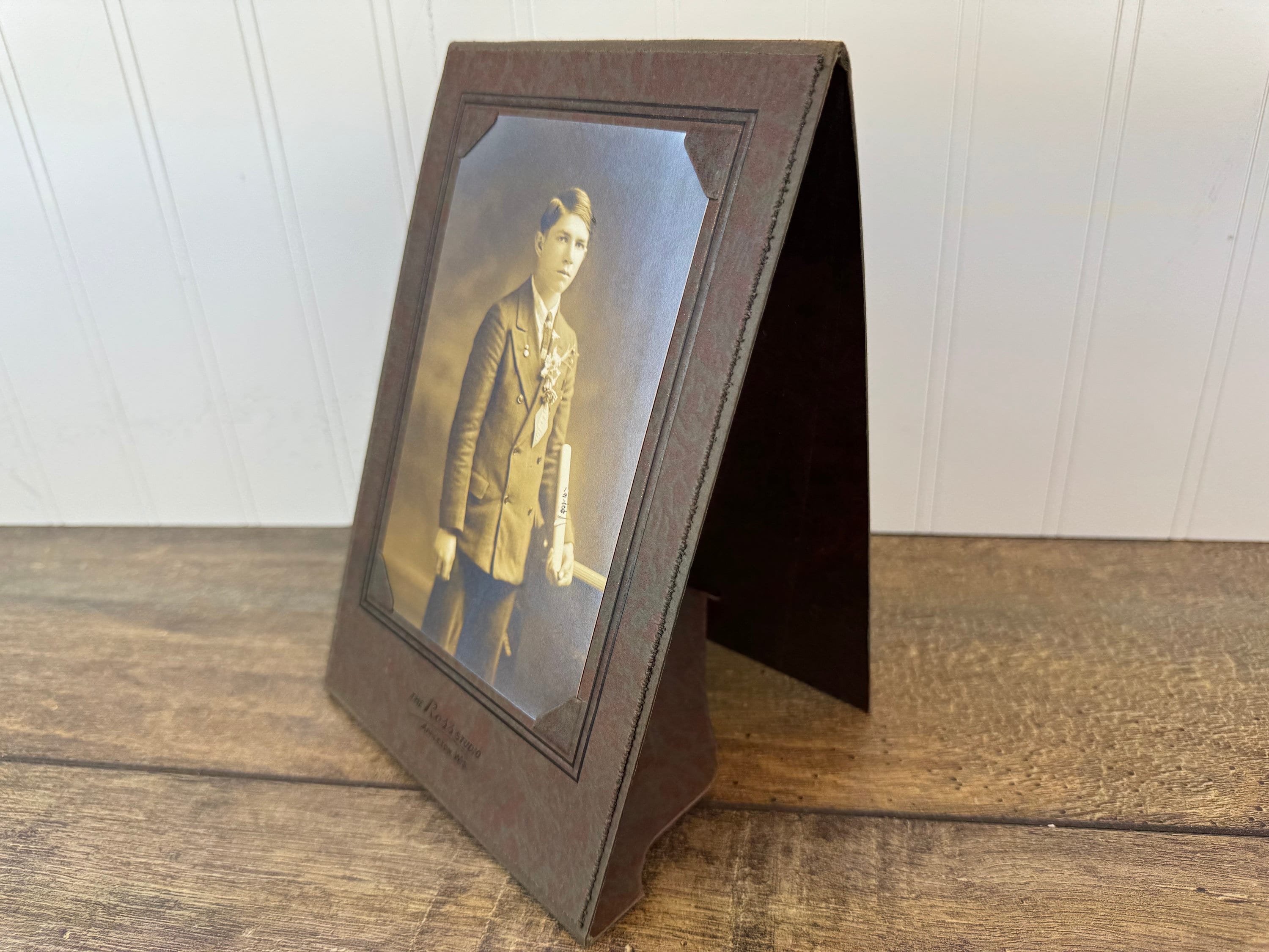 Antique 1928 Cabinet Card Graduation Portrait of Young Man With Folding ...