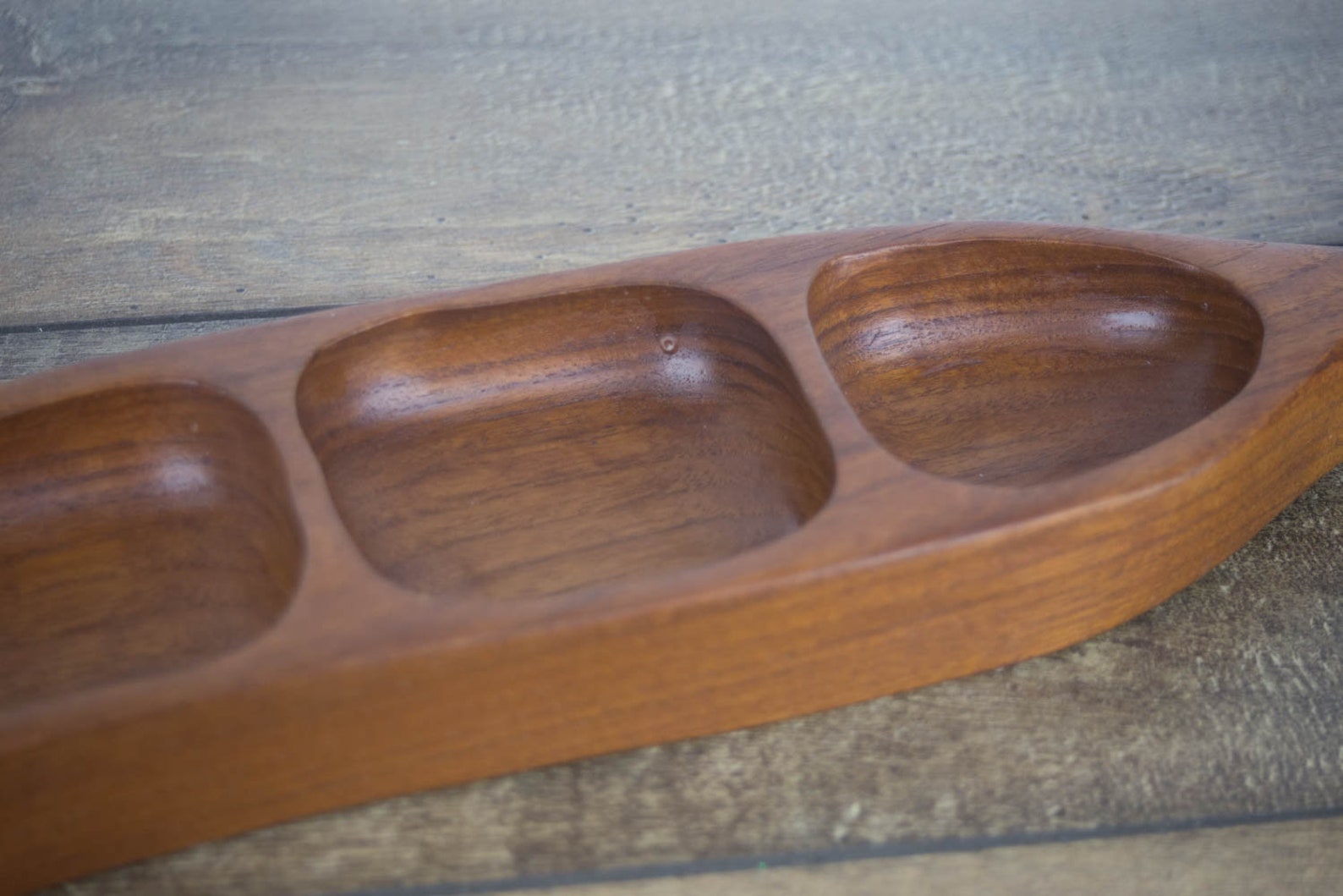 Mid Century Modern Wooden Divided Tray Leaf Shaped - Etsy