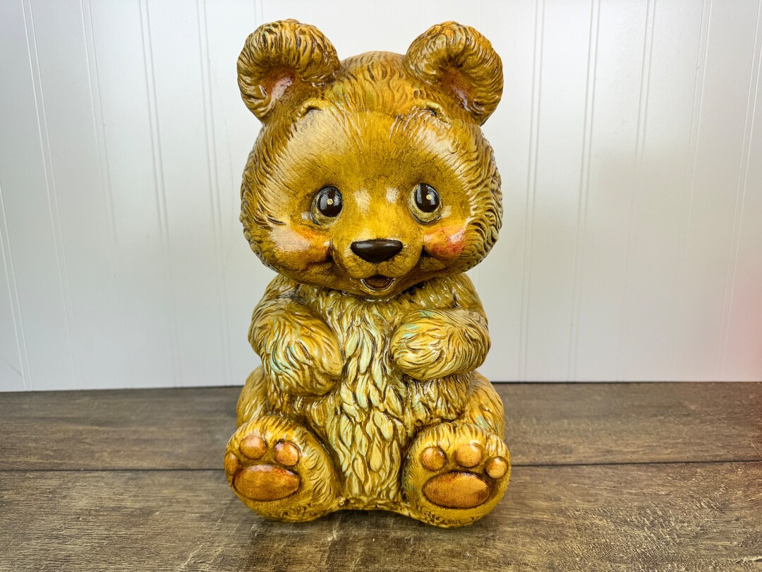 Vintage Ceramic Bear Coin Bank With Stopper - Etsy