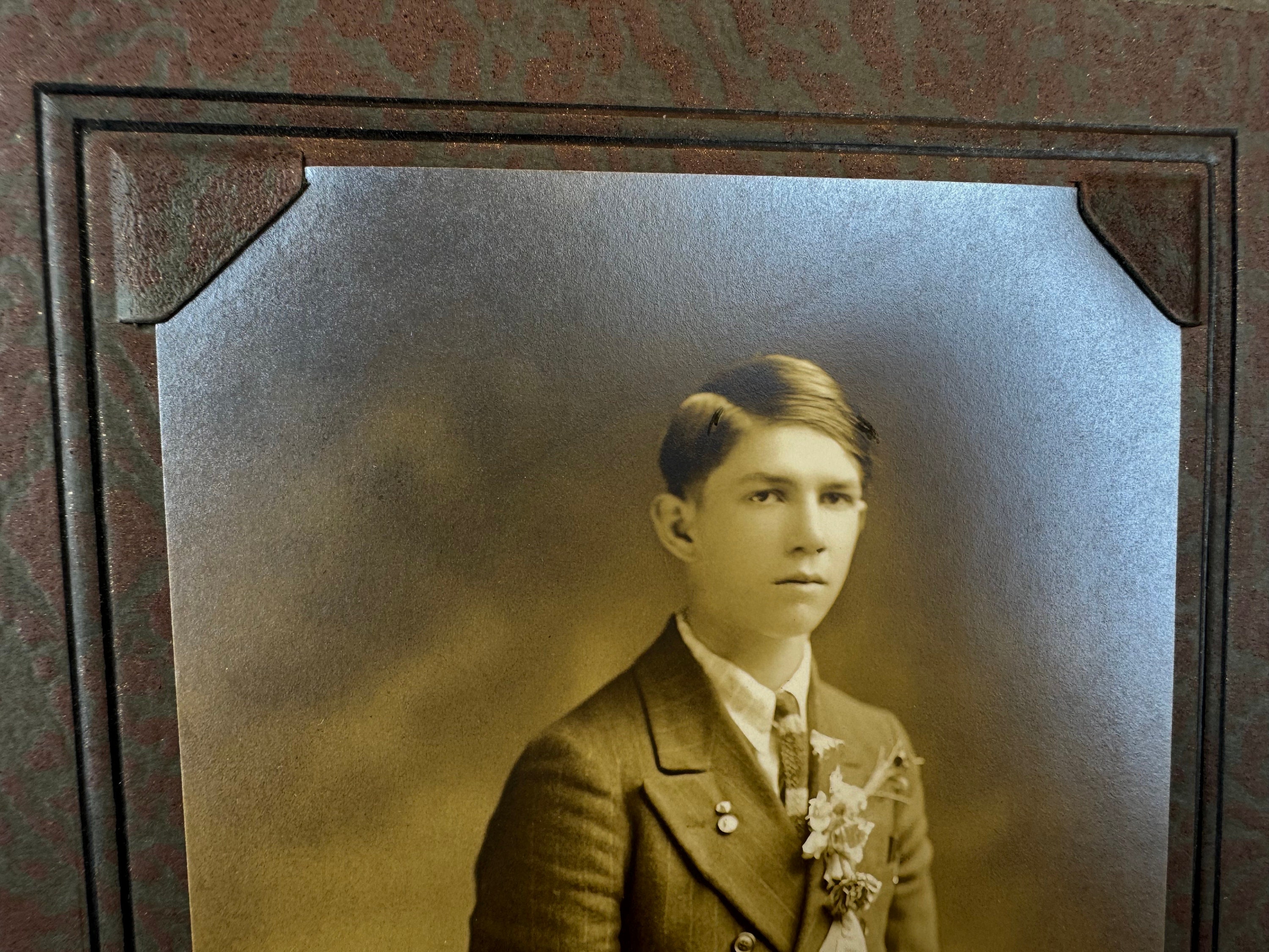 Antique 1928 Cabinet Card Graduation Portrait of Young Man With Folding ...