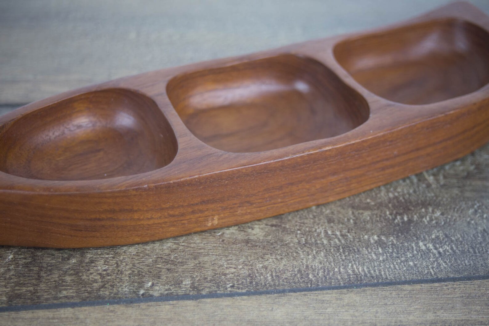 Mid Century Modern Wooden Divided Tray Leaf Shaped - Etsy