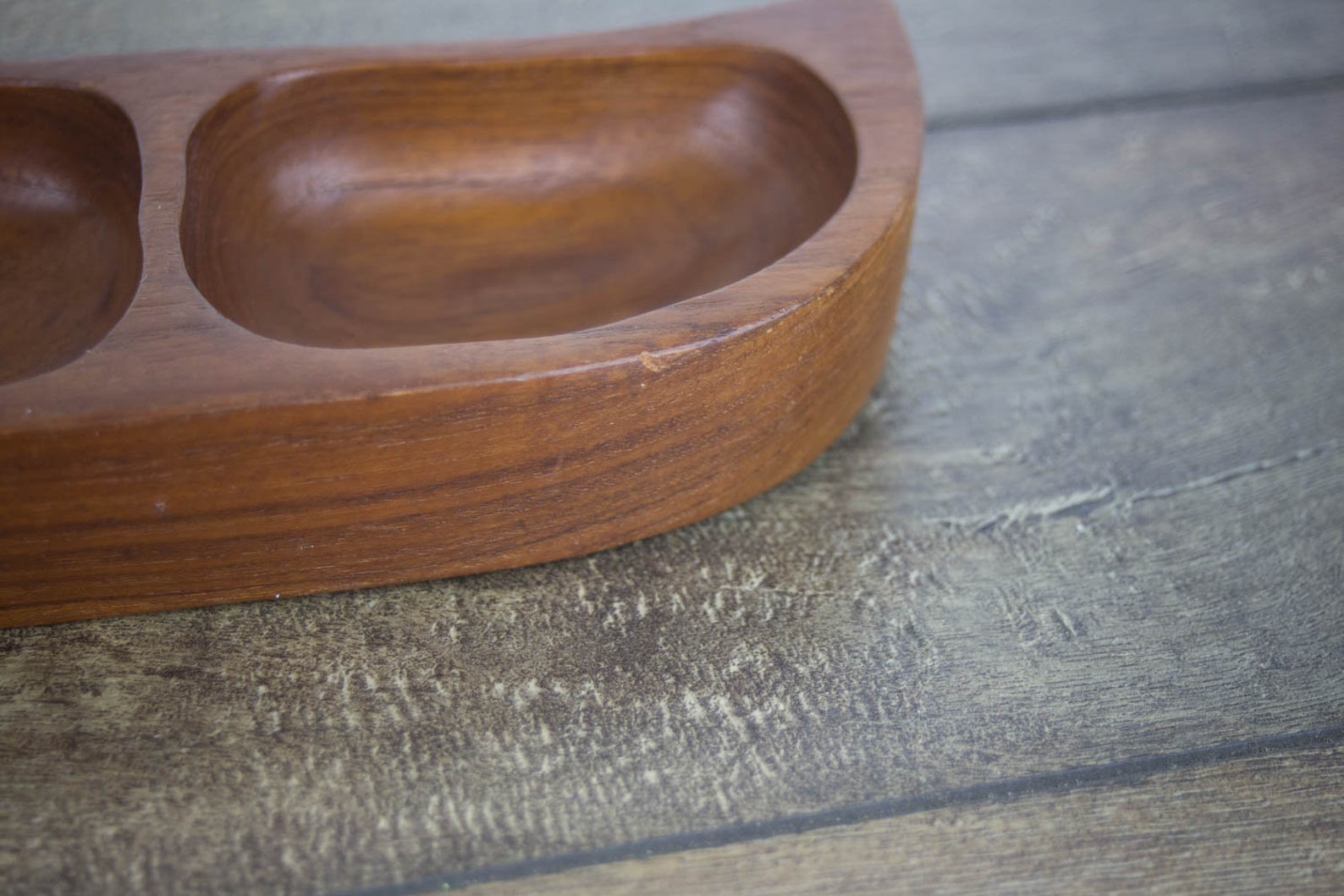 Mid Century Modern Wooden Divided Tray Leaf Shaped - Etsy