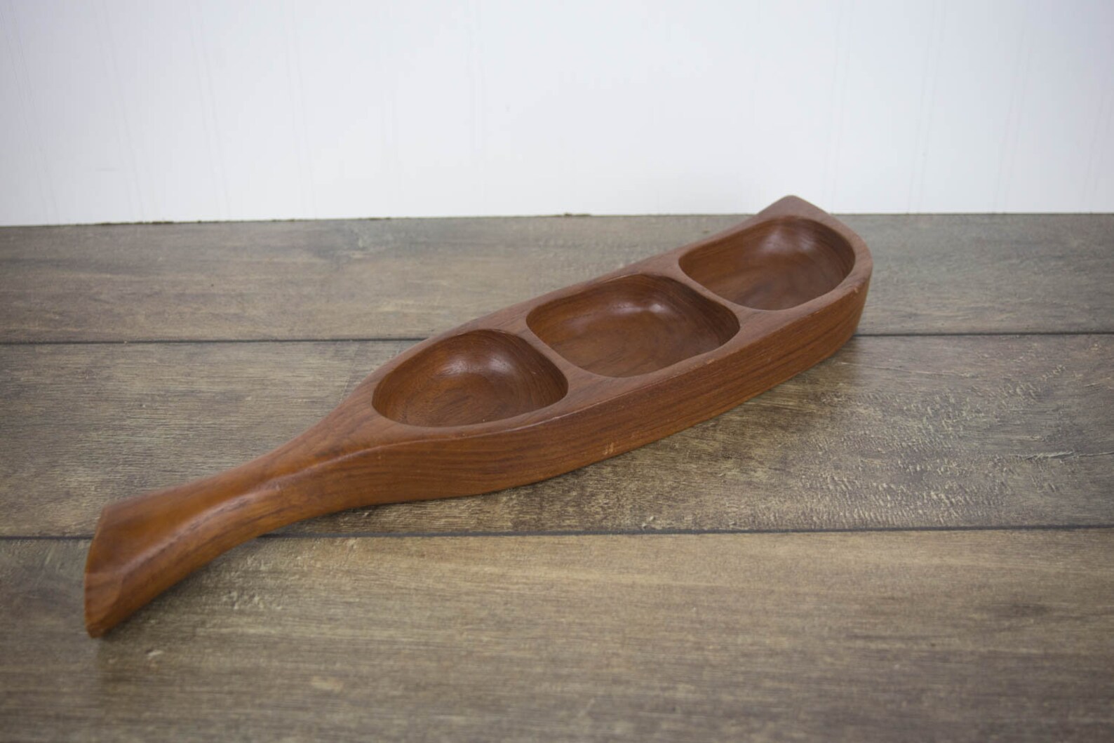 Mid Century Modern Wooden Divided Tray Leaf Shaped - Etsy