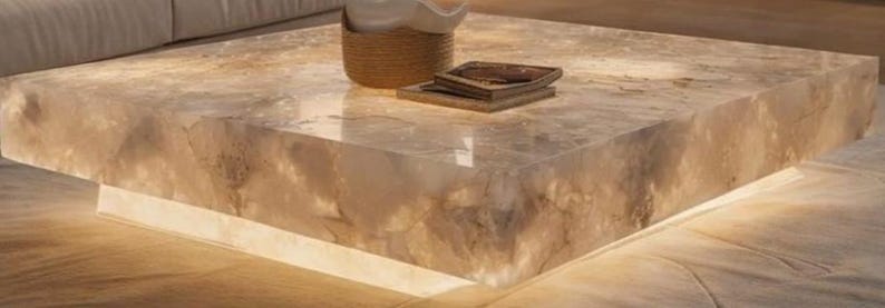 Handcrafted Backlit Marble Coffee Table | Luxury Stone Center Table - Etsy