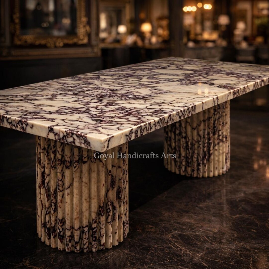Calacatta Viola Marble Dining Table, Luxury Stone Dining Furniture ...