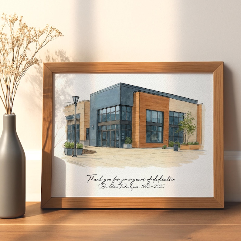 Custom Office Building Portrait, Corporate Architecture Illustration ...
