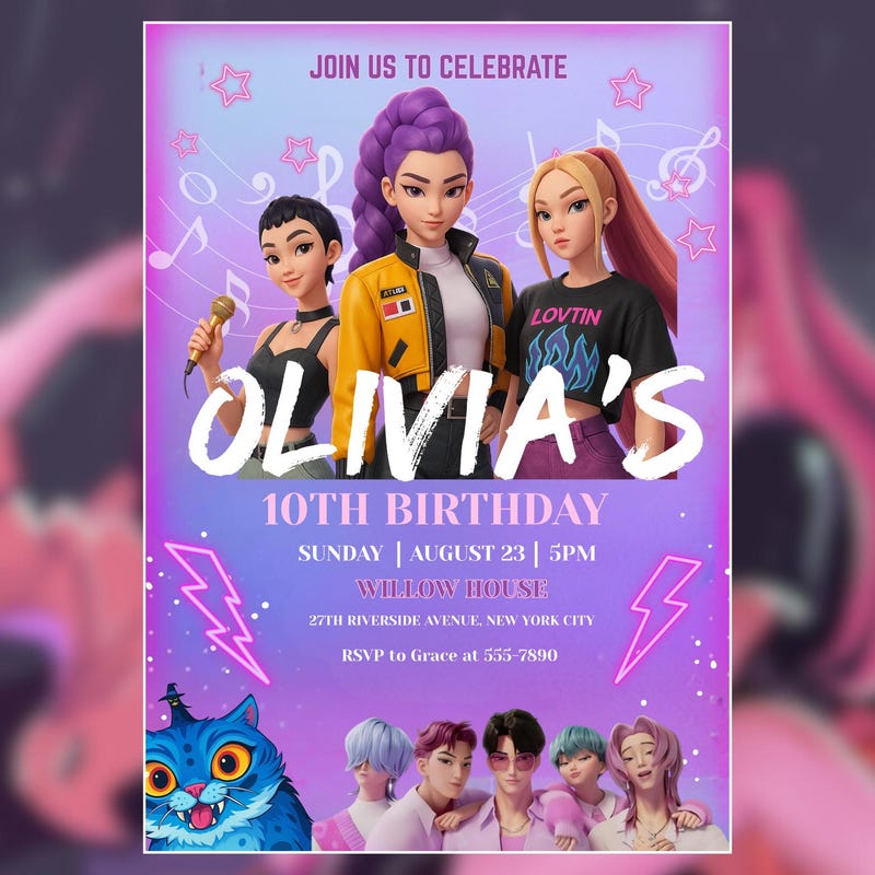 Kpop Demon Hunters Bday Card - Etsy