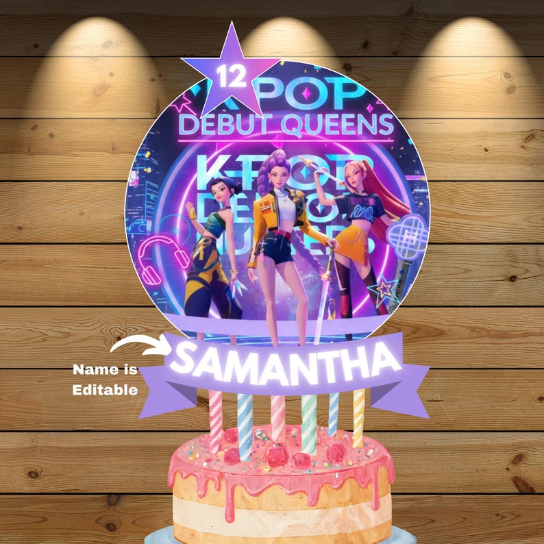 K-pop Birthday Cake Toppers | Editable Canva Template | Cool Anime ...