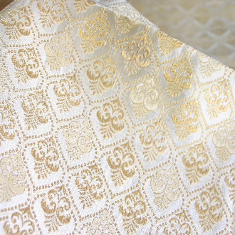 White Brocade - Etsy